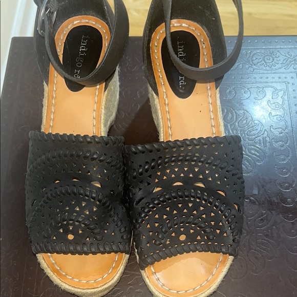 Indigo | Shoes | Indigo Black Espadrille Shoes With Perforated Design ...